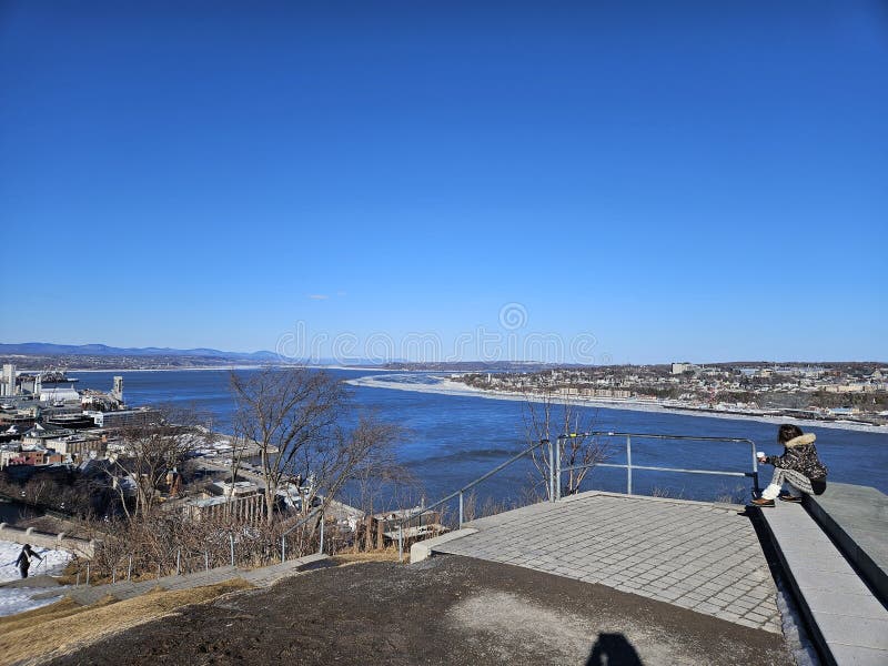 Panoramic River View from Scenic Overlook with Bridge and Distant ...