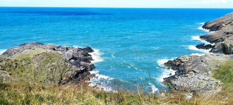 A Panoramic Shot of Rocky Shore in North Wales Stock Photo - Image of ...
