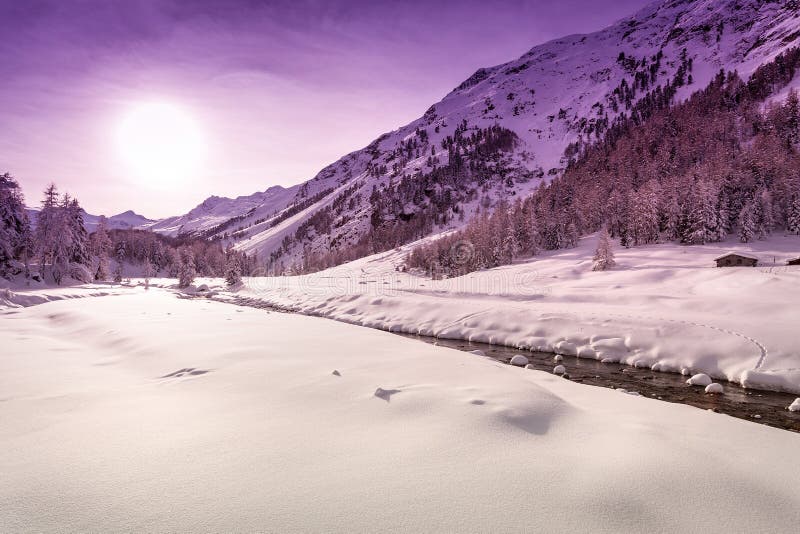 Roseg Valley - Engadine - Switzerland Stock Image - Image of huts ...