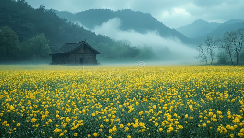 Panoramic Scene of Spring Flower Field during Summer, Beautiful and ...