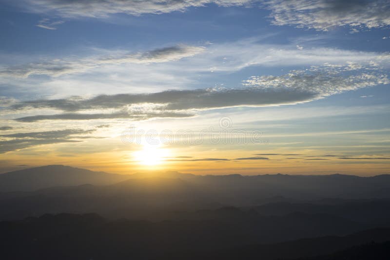 Panoramic Scenery of Mountains at Sunset Stock Image - Image of range ...