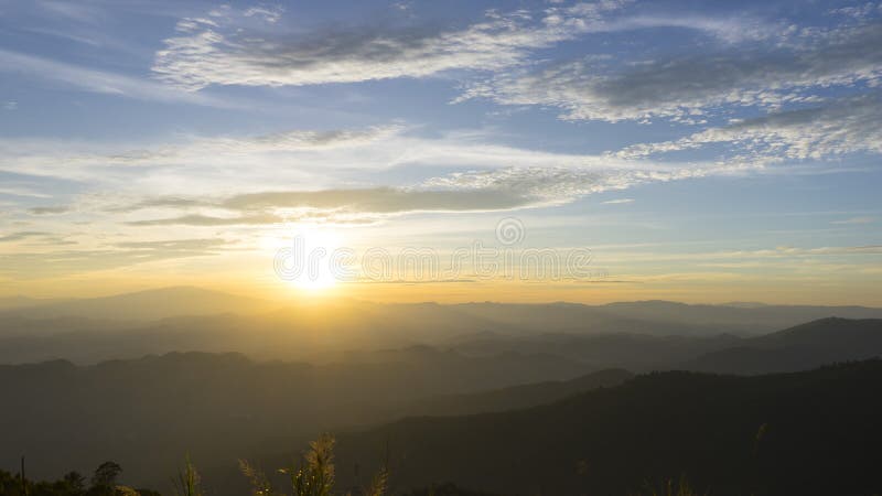 Panoramic Scenery of Mountains at Sunset Stock Photo - Image of ...