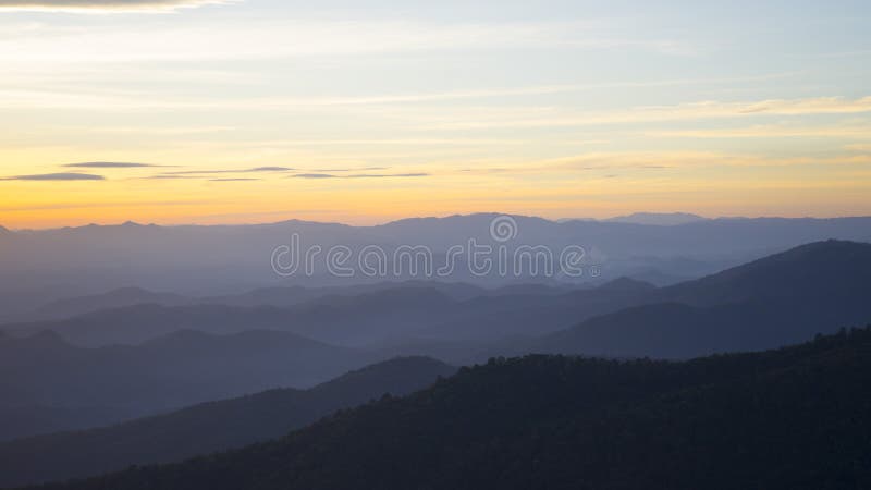 Panoramic Scenery of Mountains at Sunset Stock Image - Image of ...