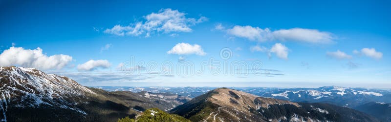 Panoramic Scenery of Mountains and Valleys Stock Photo - Image of white ...