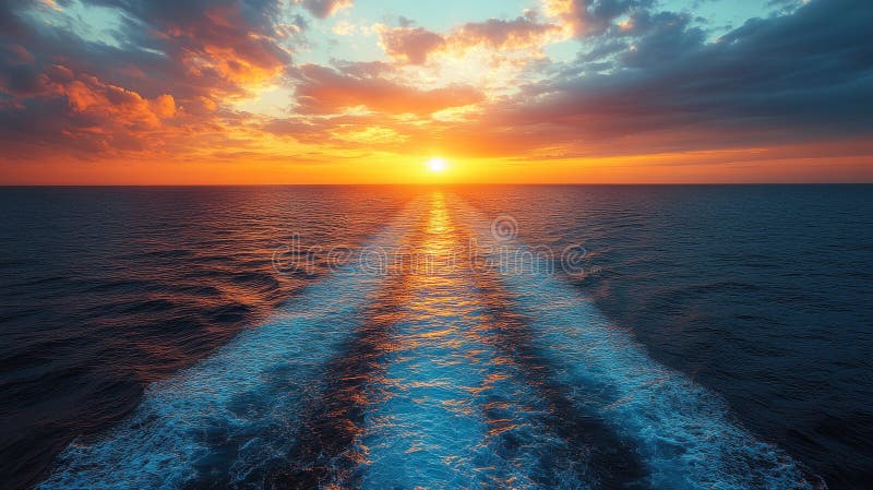 Panoramic Sea Views with Beautiful Sunsets Right Above the Cruise Ship ...