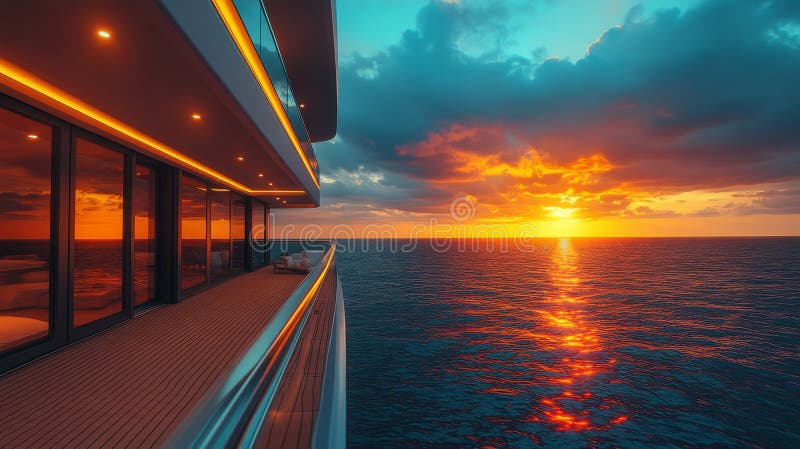 Panoramic Sea Views with Beautiful Sunsets Right Above the Cruise Ship ...