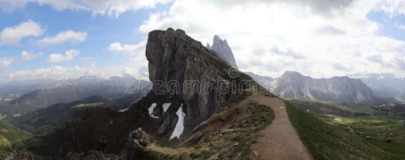 Panoramic Seceda Mountain Range in Italy South Tyrol Stock Image ...