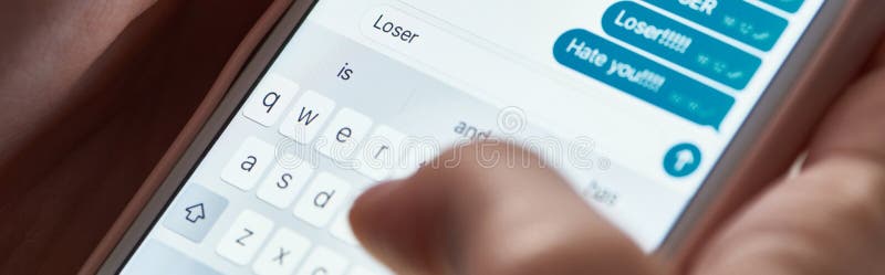 Panoramic Shot of Abuser Typing Offensive Messages while Using ...