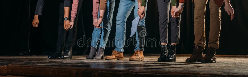 Actors Bowing To Audience in a Theater Stock Photo - Image of theater ...