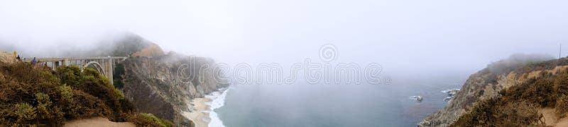 Panoramic Shot of the Big Sur Covered in the Fog and Clouds in ...