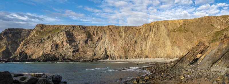 Panoramic Shot of Cliffs and Sea at Hartland Quay, Devon, England, UK ...