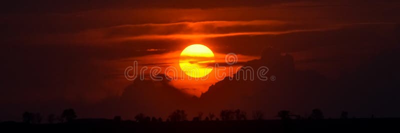Panoramic Shot. Clouds Lit by the Rays of the Setting Sun. Sunset Stock ...