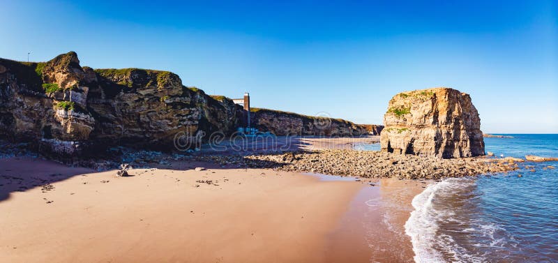 Panoramic Shot of Coast with Rocks and Coastline in South Shields, UK ...