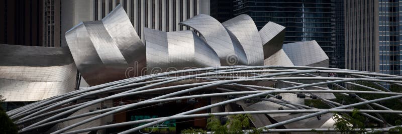 Panoramic Shot of a Decorative Metal Structure in Chicago Stock Image ...