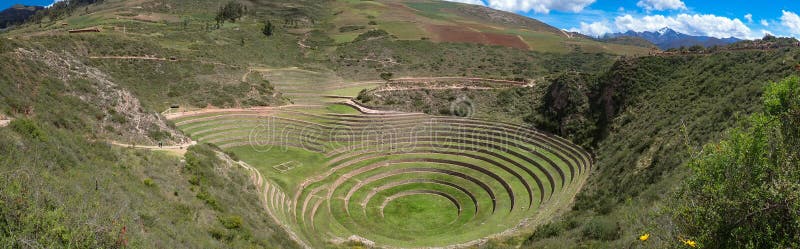 Panoramic Shot of a Green Circular and Archaic Cultivation Terrace ...