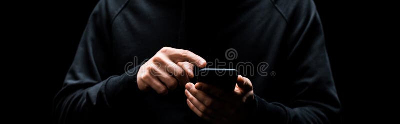 Panoramic Shot of Hacker Pointing with Stock Image - Image of partial ...