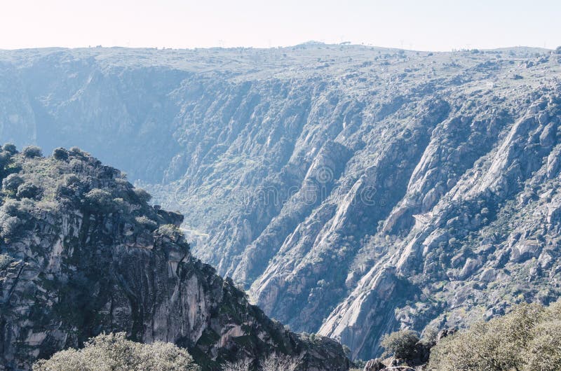 Panoramic Shot of a Neighboring Mountain with Rocky Cliff and an almost ...