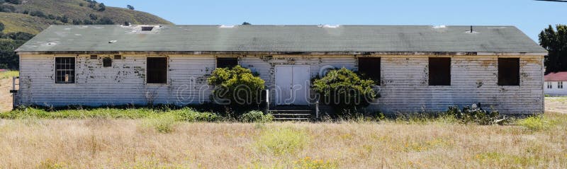 Panoramic Shot of an Old Abandoned Army Building in San Luis Obispo, Ca ...