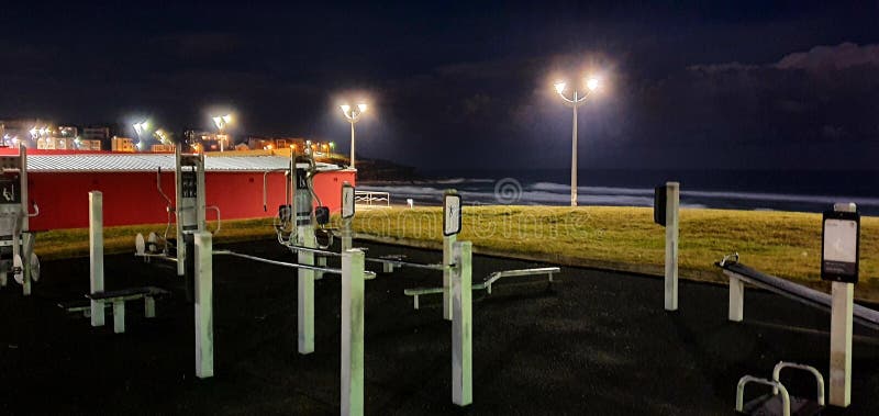 Panoramic Shot of an Outdoor Gym with the Sea on the Background at ...