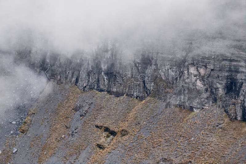 Panoramic Shot of Partially Covered with Cloud Cliff Stock Photo ...