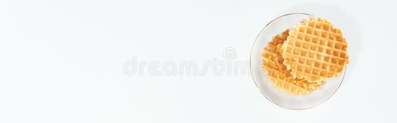 Panoramic Shot of Plate with Waffles on White. Stock Photo - Image of ...