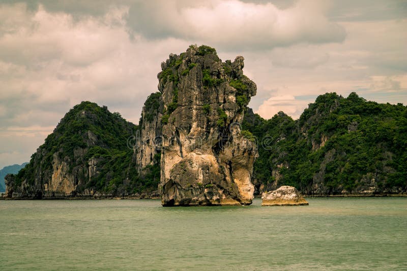 Panoramic Shot of Rocky Mountains and Sea Stack with Trees Under a ...