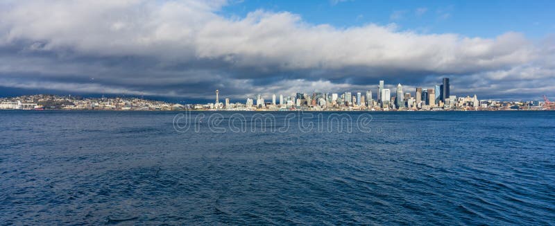 Seattle Skyline Panoramic 2 Stock Image - Image of travel, architecture ...
