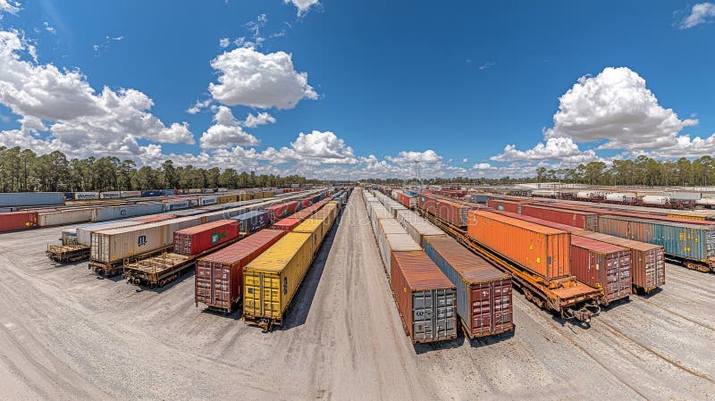 Panoramic Shot of Stacked Containers in a Supply Chain Center Stock ...