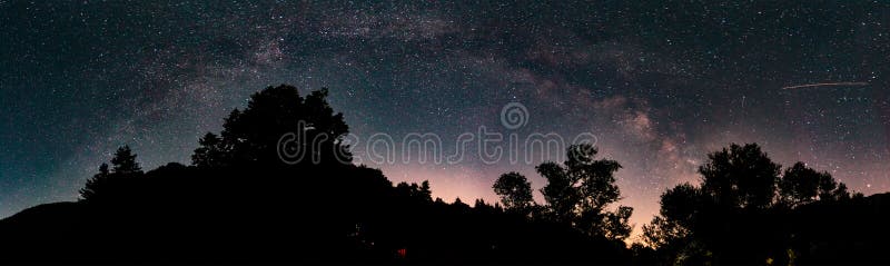 Panoramic Shot of the Starry Night Stock Image - Image of starry ...