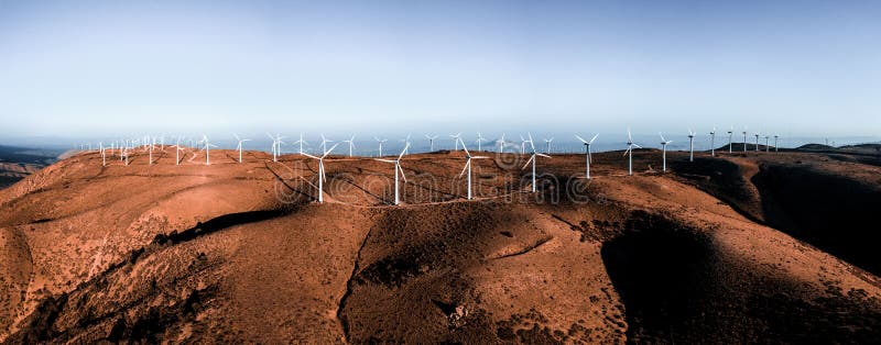 Panoramic Shot of the Wind Turbine Farm in Nevada, USA Stock Photo ...