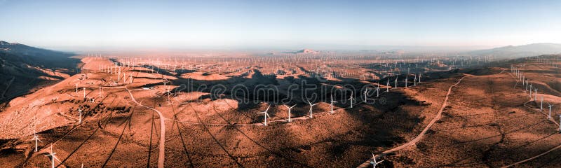 Panoramic Shot of the Wind Turbine Farm in Nevada, USA Stock Photo ...