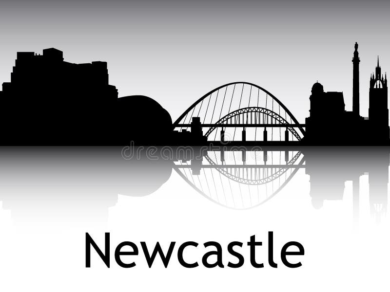 Panoramic Silhouette Skyline of Newcastle United Kingdom Vector ...