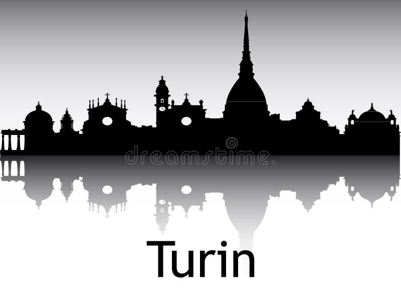 Panoramic Silhouette Skyline of Turin Italy Stock Vector - Illustration ...