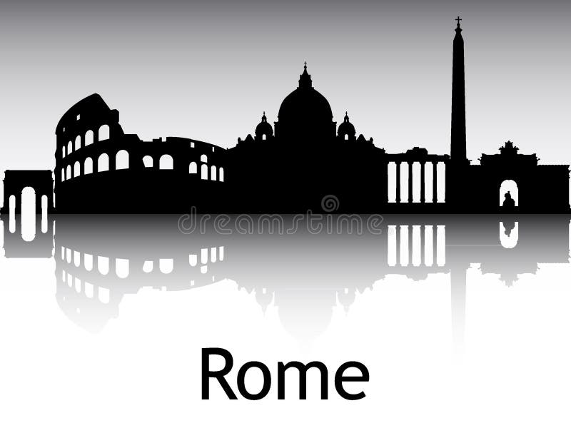 Panoramic Silhouette Skyline Van Rome, Italië Vector Illustratie ...
