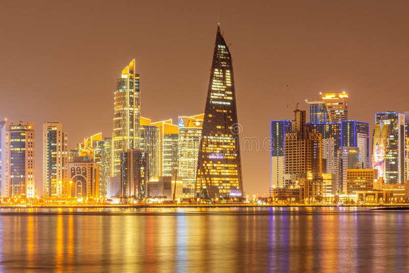 Panoramic Doha Sky Line Qatar Editorial Stock Photo - Image of arabian ...