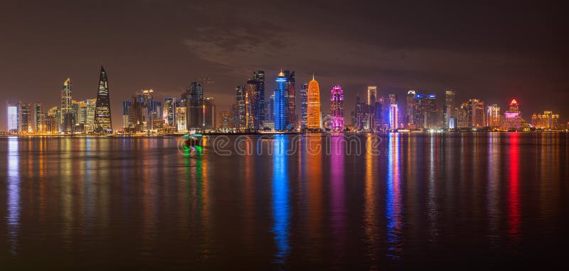 Panoramic Doha Sky Line Qatar Editorial Stock Photo - Image of corniche ...