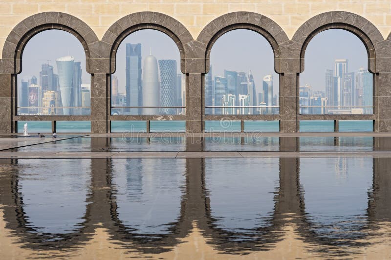 The Panoramic Skyline of Doha, Qatar from the Qatar Islamic Museum ...