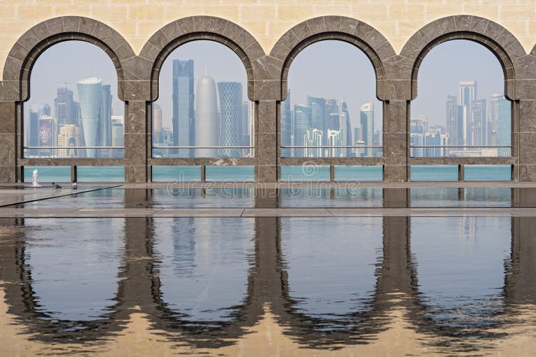 The Panoramic Skyline of Doha, Qatar from the Qatar Islamic Museum ...
