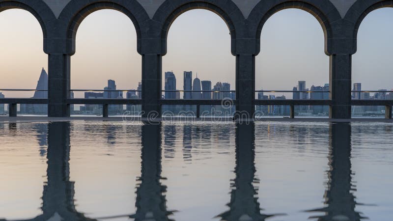 The Panoramic Skyline of Doha, Qatar Stock Image - Image of waterway ...