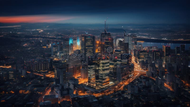 Panoramic Skyline and Modern Commercial Buildings with Empty Asphalt ...