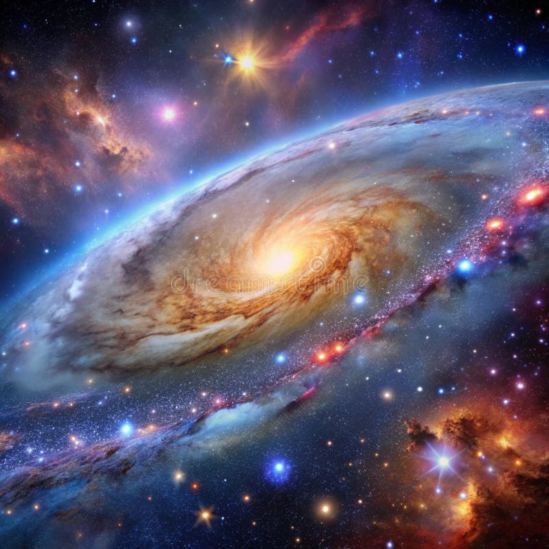 Panoramic Space Scene with Stars and Nebula Stock Illustration ...