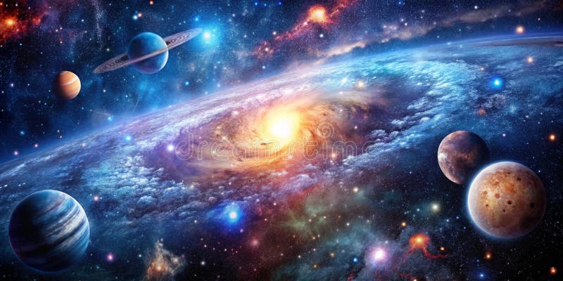 Panoramic Space Scene with Stars, Nebula, and Galaxy Elements from NASA ...