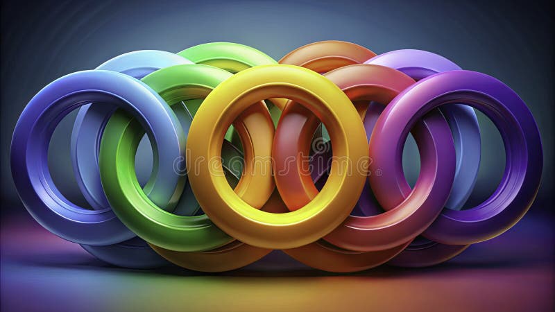 A Panoramic Spectrum of Interlocking Circles: Seven Vibrant Gradient ...