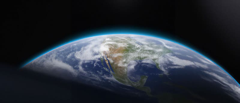 Panoramic of the Sphere of the Earth in Space the with Highlighted with ...