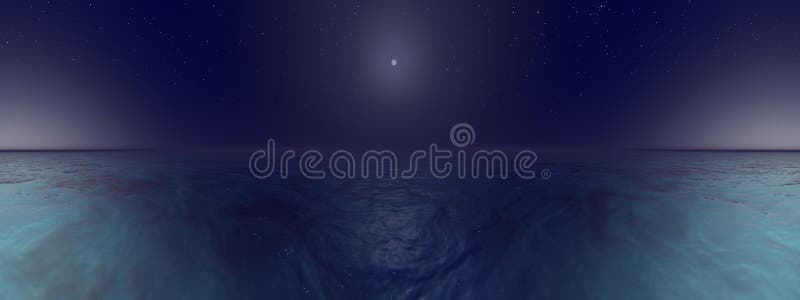 Panoramic Starry Night Over the Ocean, Romantic, Magic - 3D Render ...