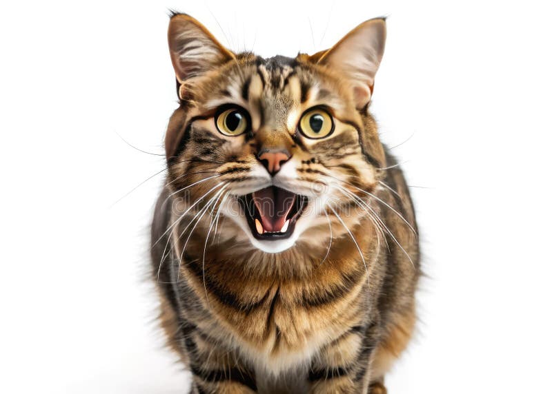 Panoramic Studio Shot of a Hilariously Startled Cat with Wide Eyes and ...