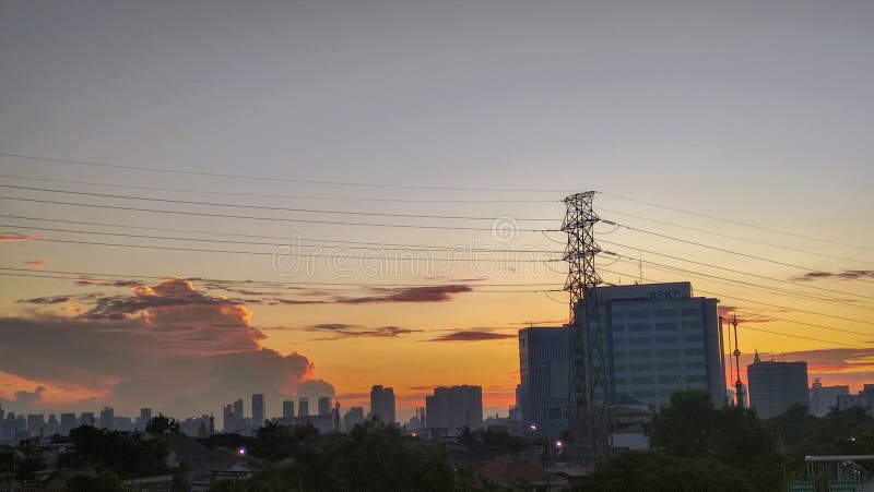 Panoramic Sunlight Behind Jakarta City Stock Image - Image of city ...