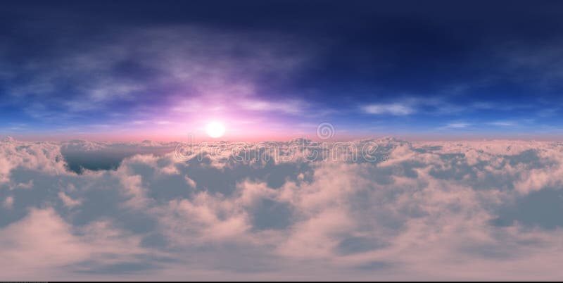 Panoramic Sunrise Over Clouds Stock Illustration - Illustration of ...
