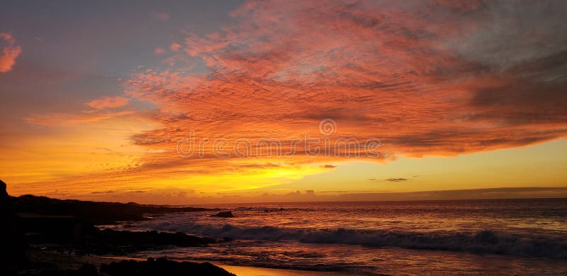 Panoramic sunset in Hawaii stock photo. Image of sunset - 165168502