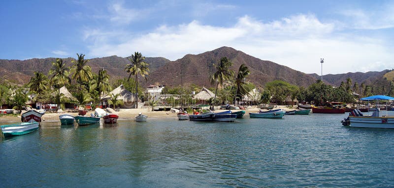 Panoramic of Taganga, Santa Marta, Colombia Stock Photo - Image of ...